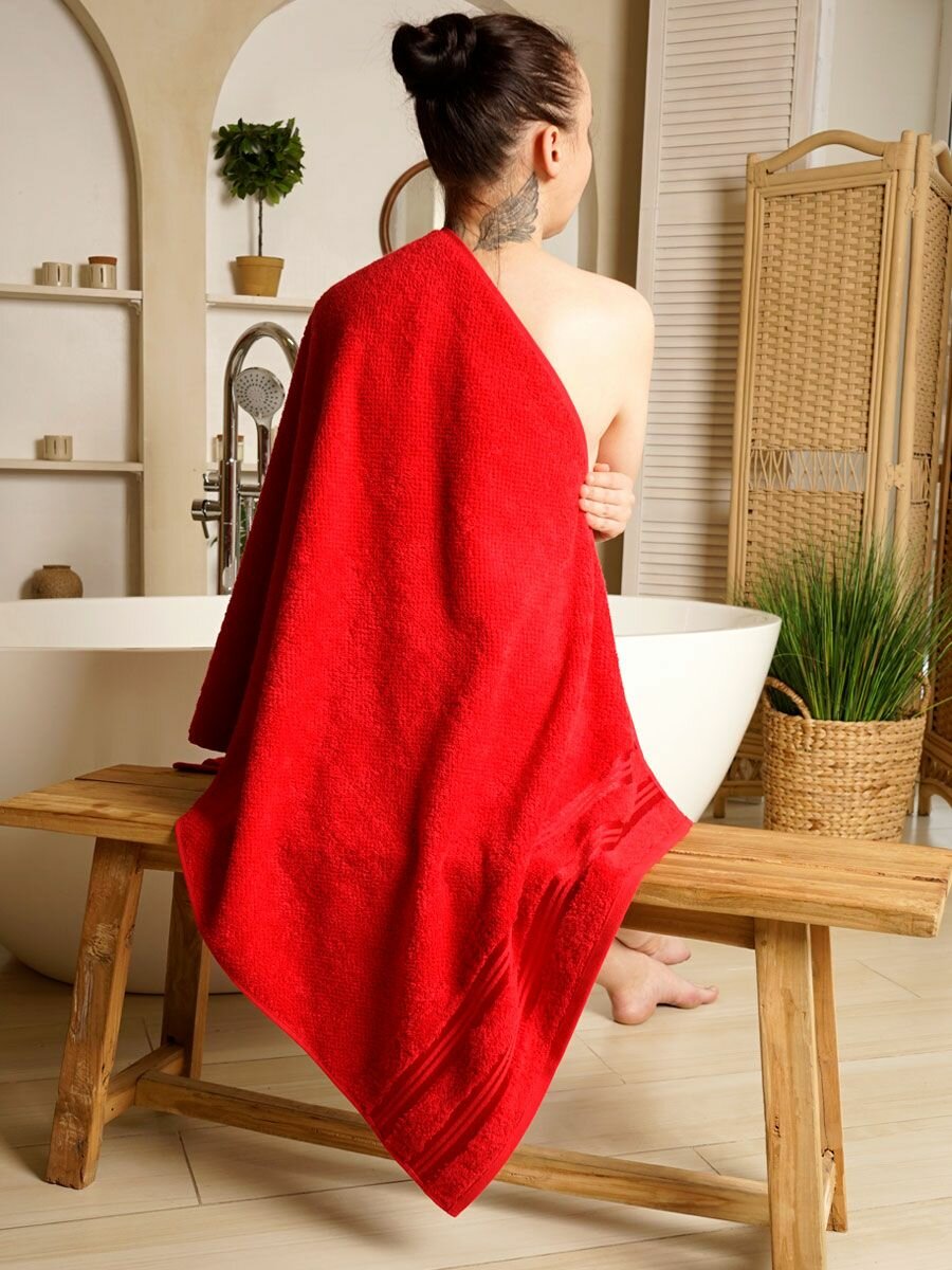 SAFIA HOME Luxury Махровое полотенце банное, 70х135, красный