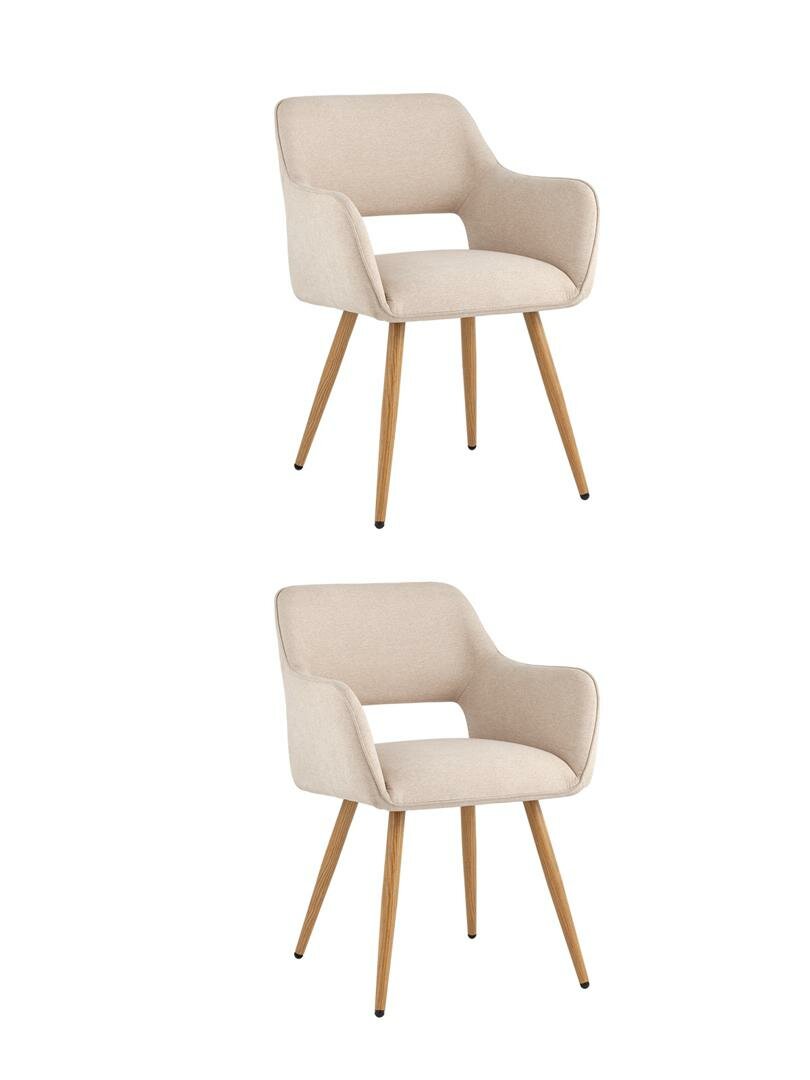 Stool Group Комплект из двух стульев Кромвель II бежевый, широкая эргономичная спинка, удобные подлокотники, обивка плотная ткань, ме, арт. УТ00003…