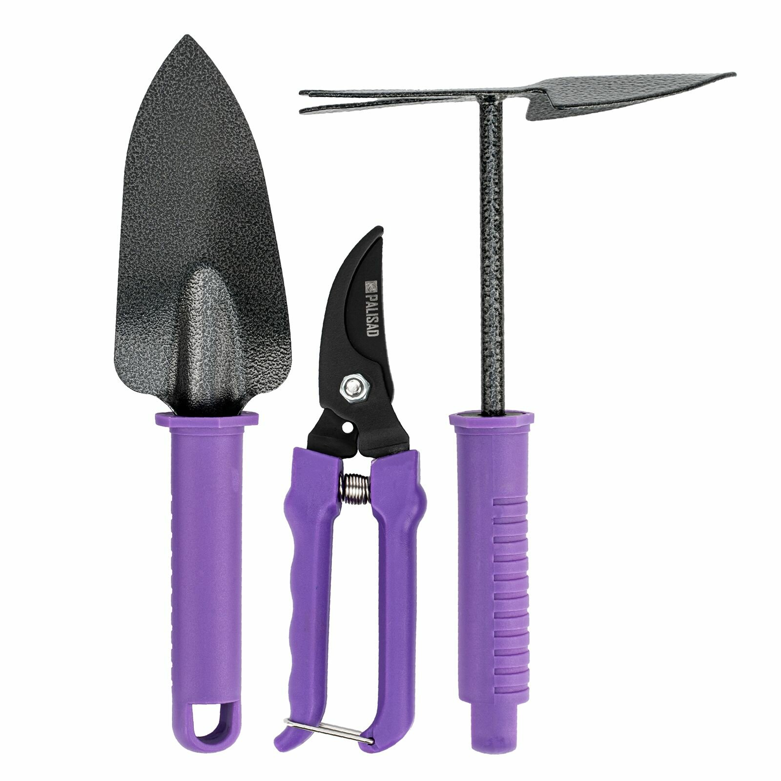 Набор садового инструмента с секатором, пластиковые рукоятки, 3 предмета, Standard, Palisad, 62904
