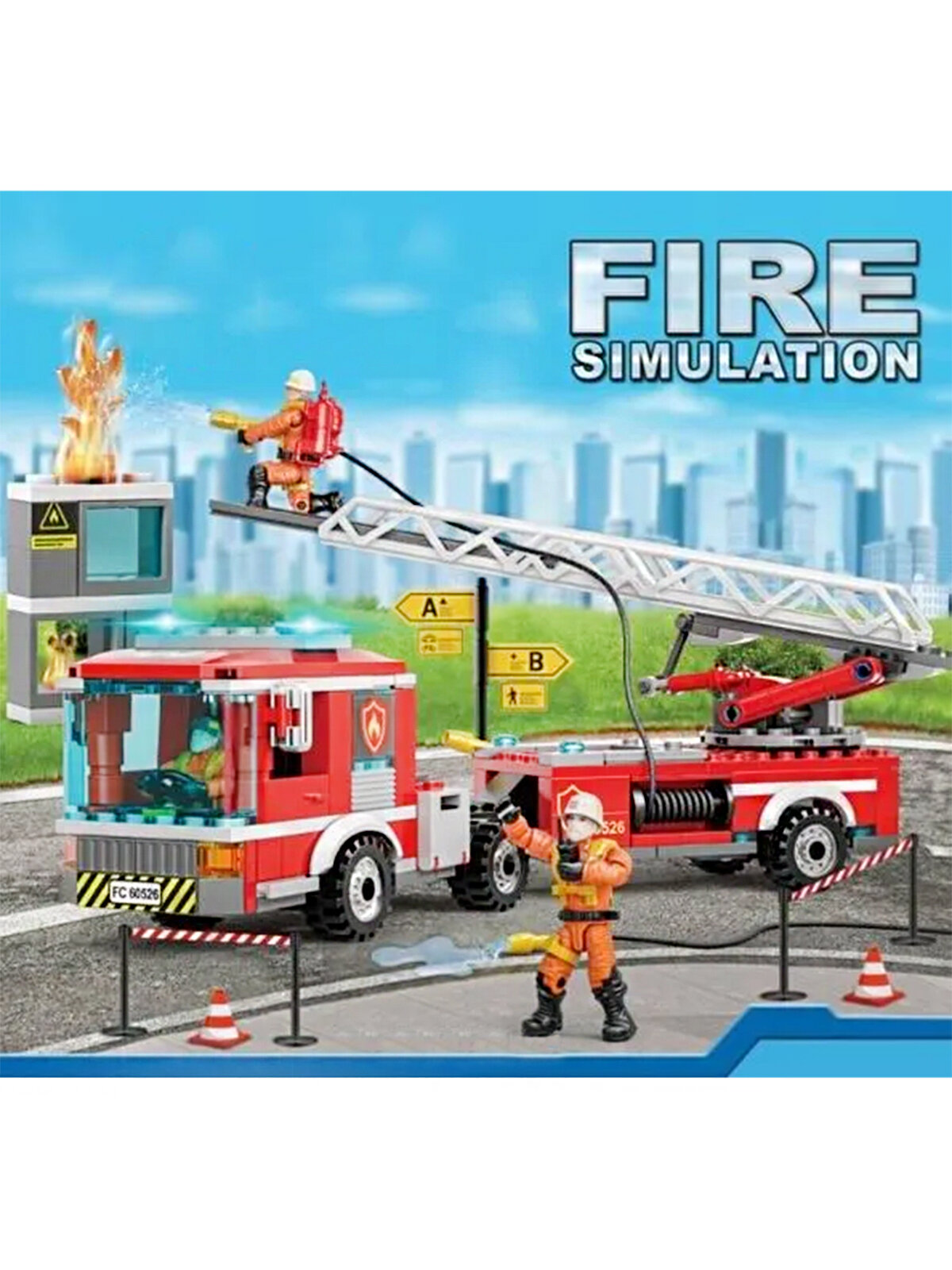 Конструктор Сити "Пожарная машина с воздушной лестницей", 348 деталей