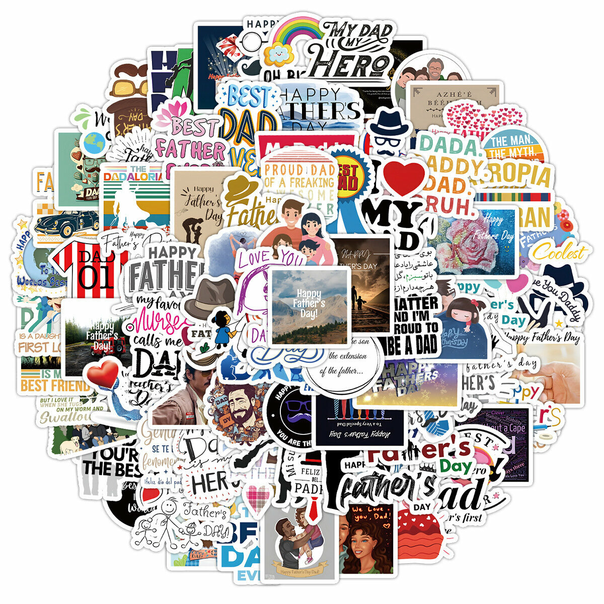 Наклейки "День отца", с граффити, для чашки, водонепроницаемые, 100 шт