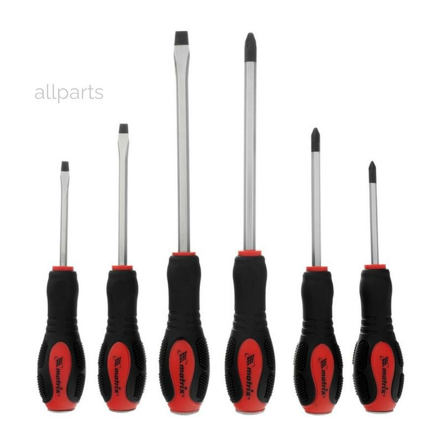 MATRIX 19120 Набор ударных отверток 6 шт, PH1x75, PH2x100, PH3x150, SL5x75, SL6x100, SL8x150, CrV Mat MATRIX 19120