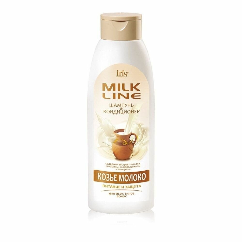 Шампунь-кондиционер для волос Iris cosmetic Milk Line Козье молоко, питательный для всех типов волос, 500 мл (4134)