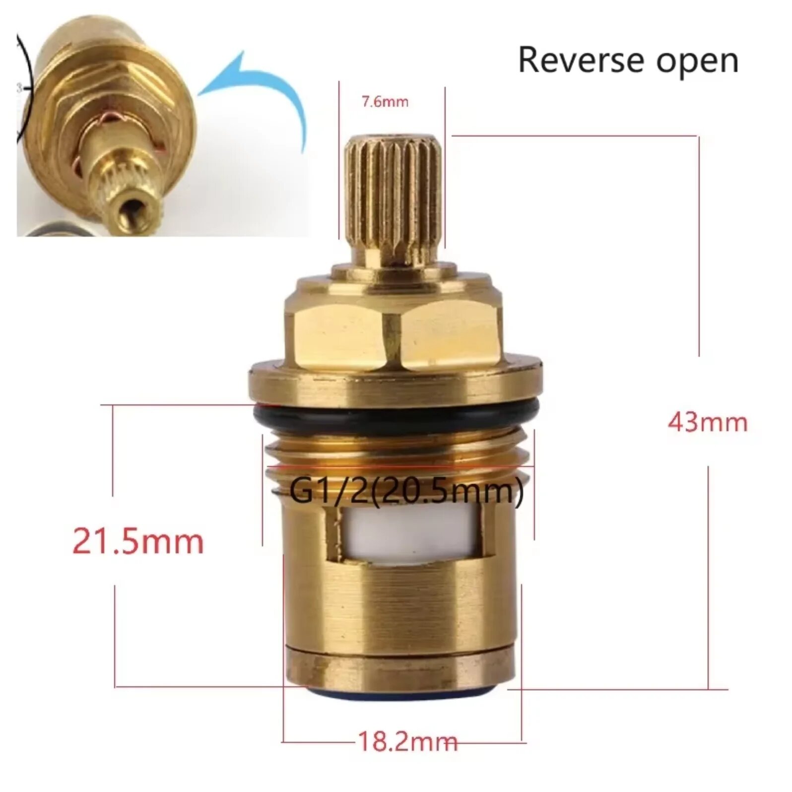 43 мм, 20 зубьев, латунный картридж для крана, детали клапана, клапан для водопроводного крана, одна резьба, запасные части для крана для холодной или горячей воды