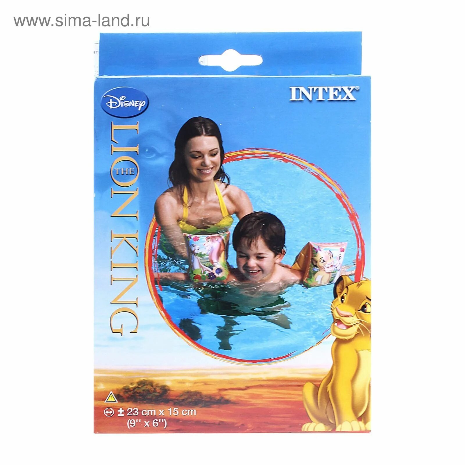 Нарукавники надувные для плавания INTEX 56646NP, "Lion King", размер 23х15см, "Король-Лев", возраст 3-6 лет.