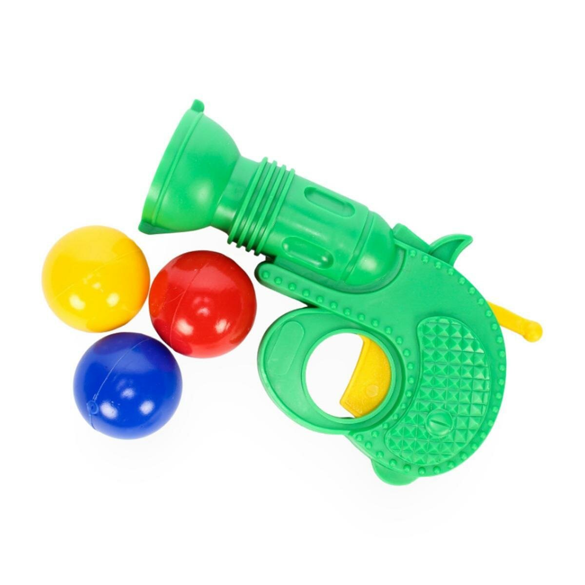 Игрушечный пистолет с шарами, зеленый, 3 разноцветных шара, безопасный