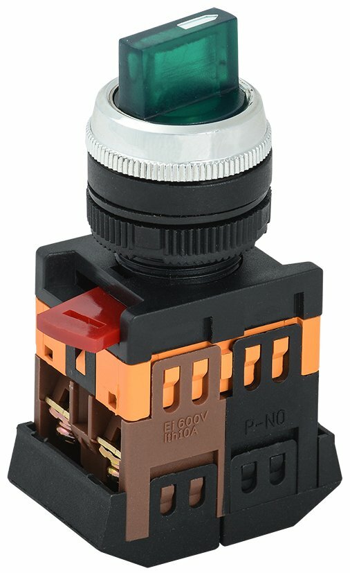 IEK Переключатель АNС-22-2 на 2 фикс. полож. зеленый неон/240В I-O 1з+1р, BSW10-ANC-2-K06