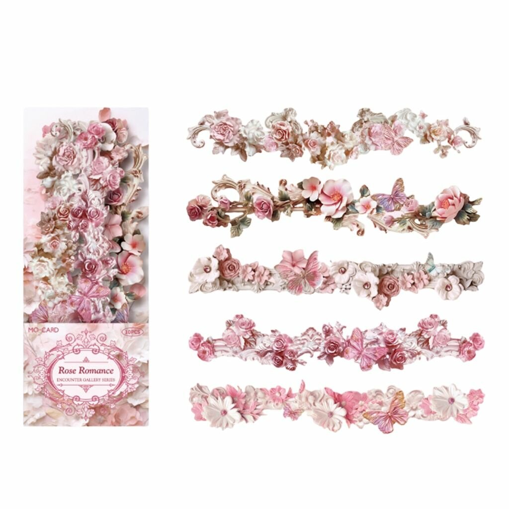 Длинная цветочная кайма ручной работы, наклейка для аккаунта rose romance