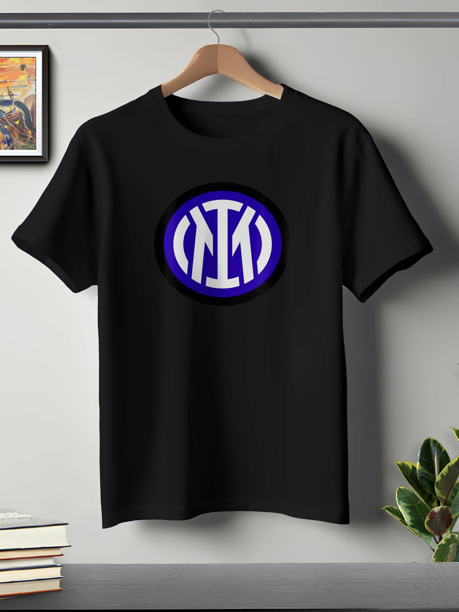 Футболка ONEQ унисекс 44-46 (S) размер с принтом Интер, черная