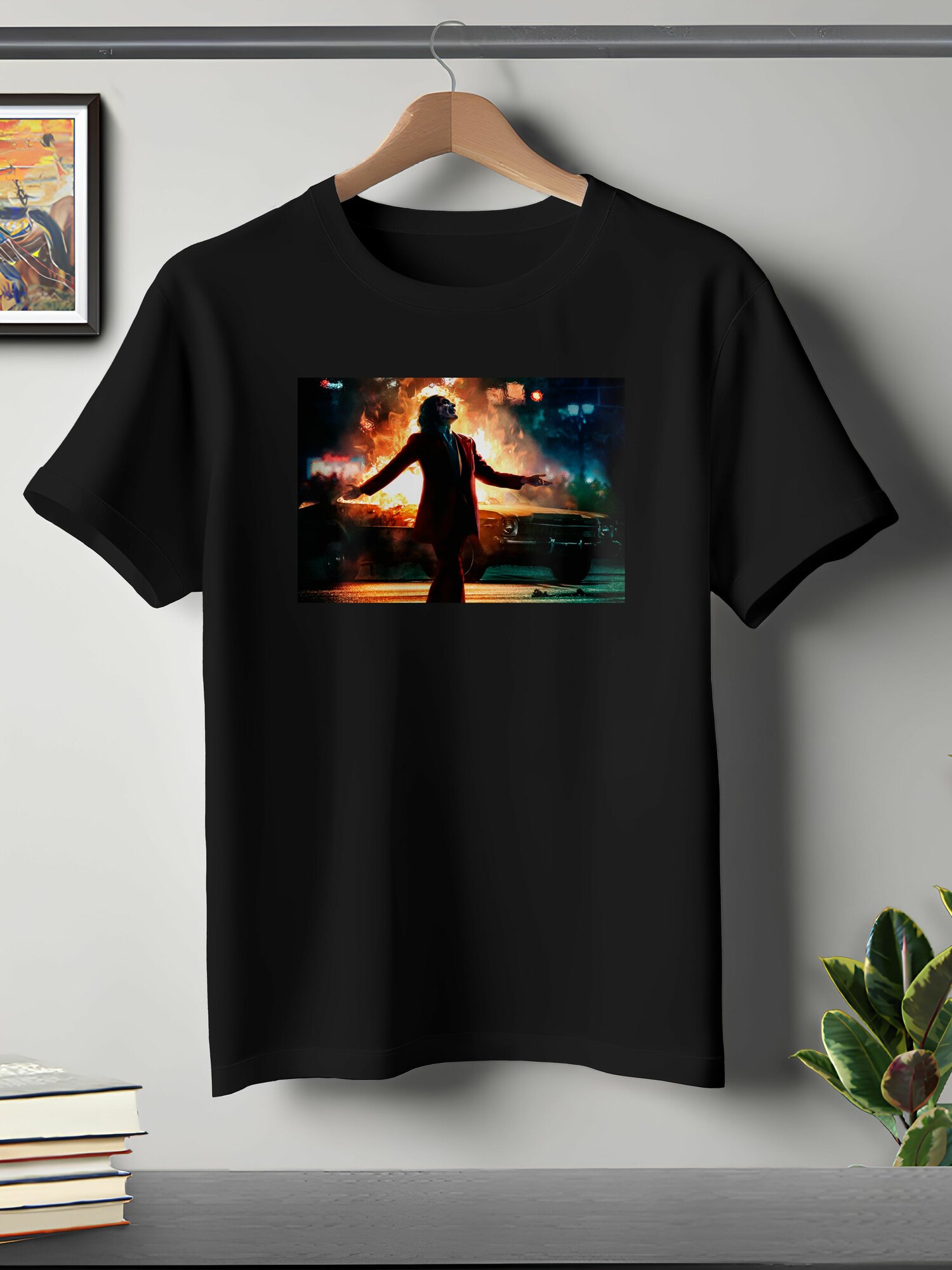 Футболка ONEQ унисекс 50-52 (XL) размер с принтом Джокер, черная