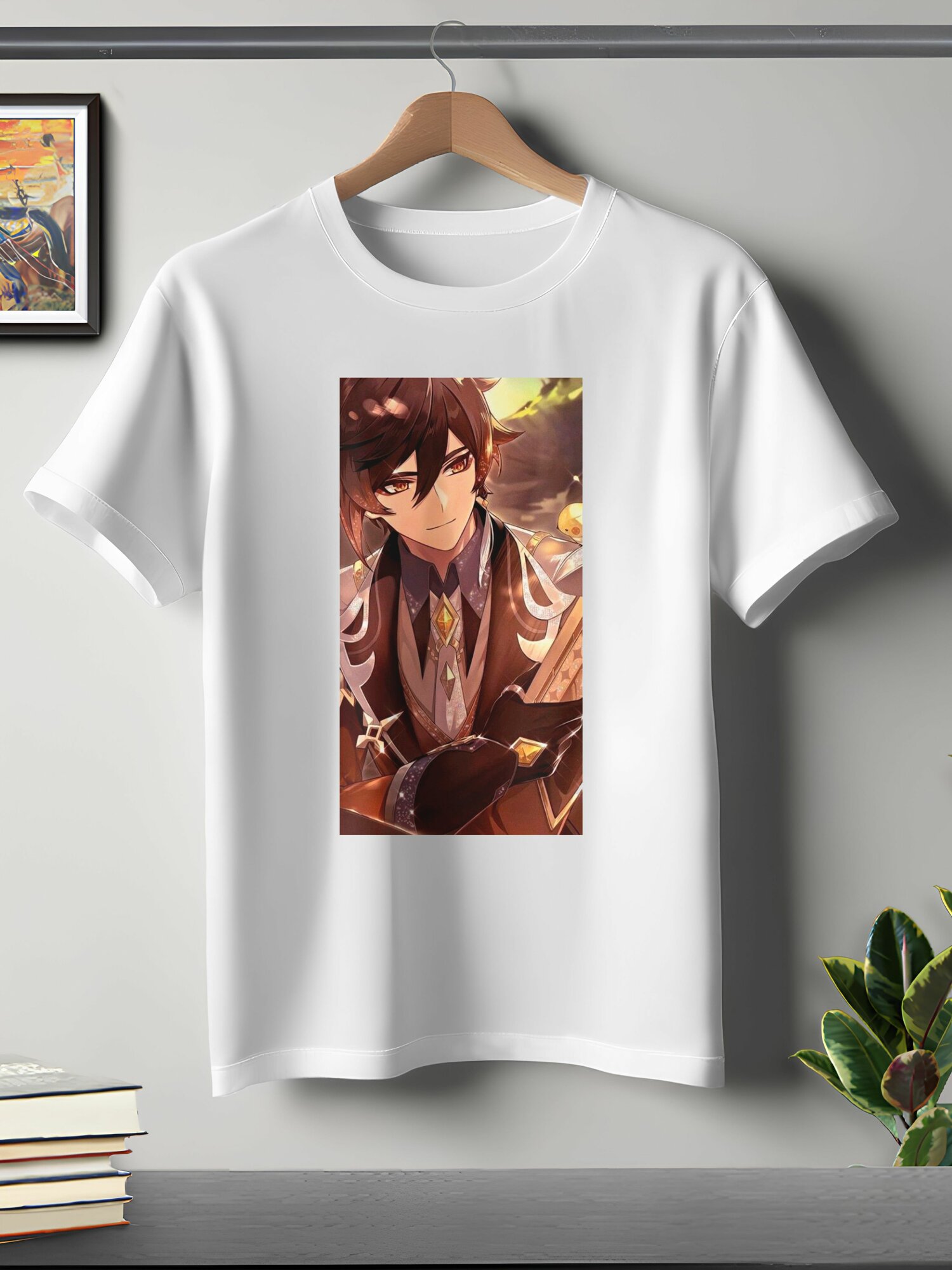 Футболка  Детская ONEQ 152 (12-13) размер с принтом Genshin Impact, белая