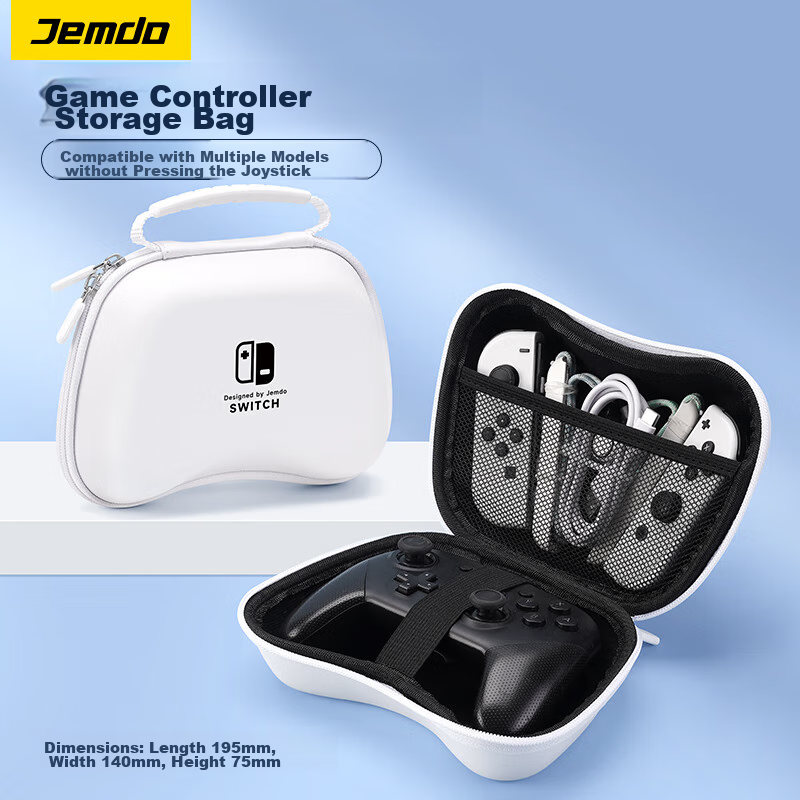 Jemdo PS5 Controller Storage Case, Compatible with PS4/XBOX/Switch Pro, Universal Hard Shell Protective Cover, Shockproof, White