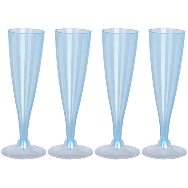 Пластиковые бокалы для шампанского Кристи 24 см голубые, 4 шт, 150 мл, Koopman, 178000450-1