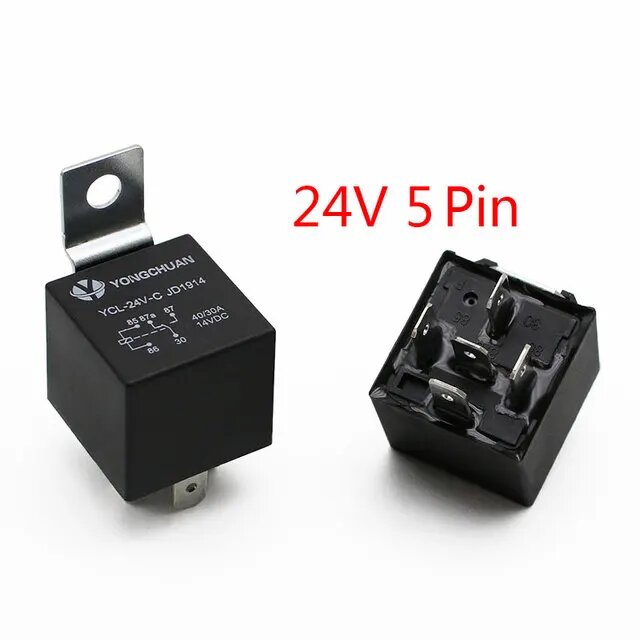 Водонепроницаемое автомобильное реле 12 В 24 В 4-контактное 5-контактное 4P 5P 40A Автомобильное реле с черно-красным медным терминалом Автоматическое реле с гнездом реле