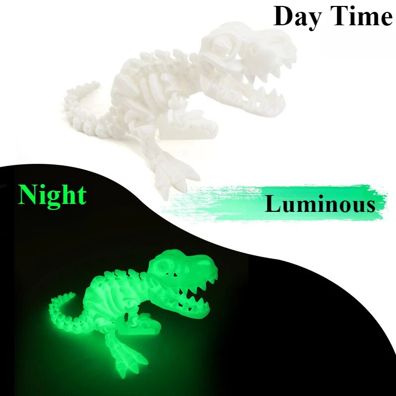 3D Printed Dragon Funny Crafts Model Decoration Fidget Toy Rotatable Tyrannosaurus Rex Skeleton Dinosaur Gift for Kids Birthdays