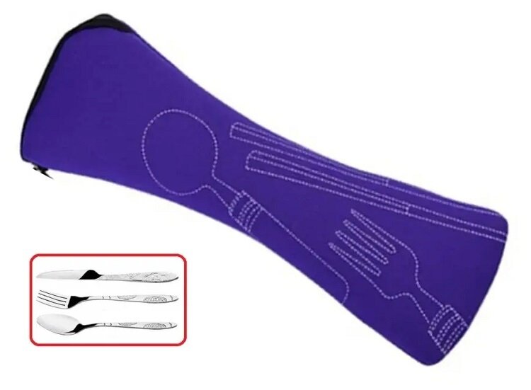 Чехол для столовых приборов на молнии, фиолетовый