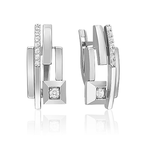 Серьги, белое золото, 585 проба, топаз