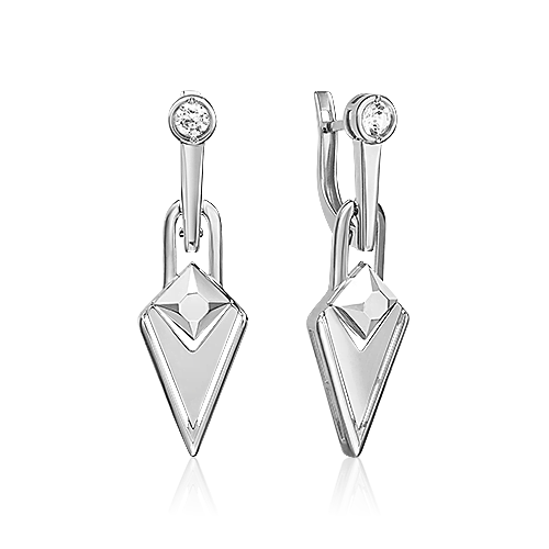 Серьги, белое золото, 585 проба, топаз