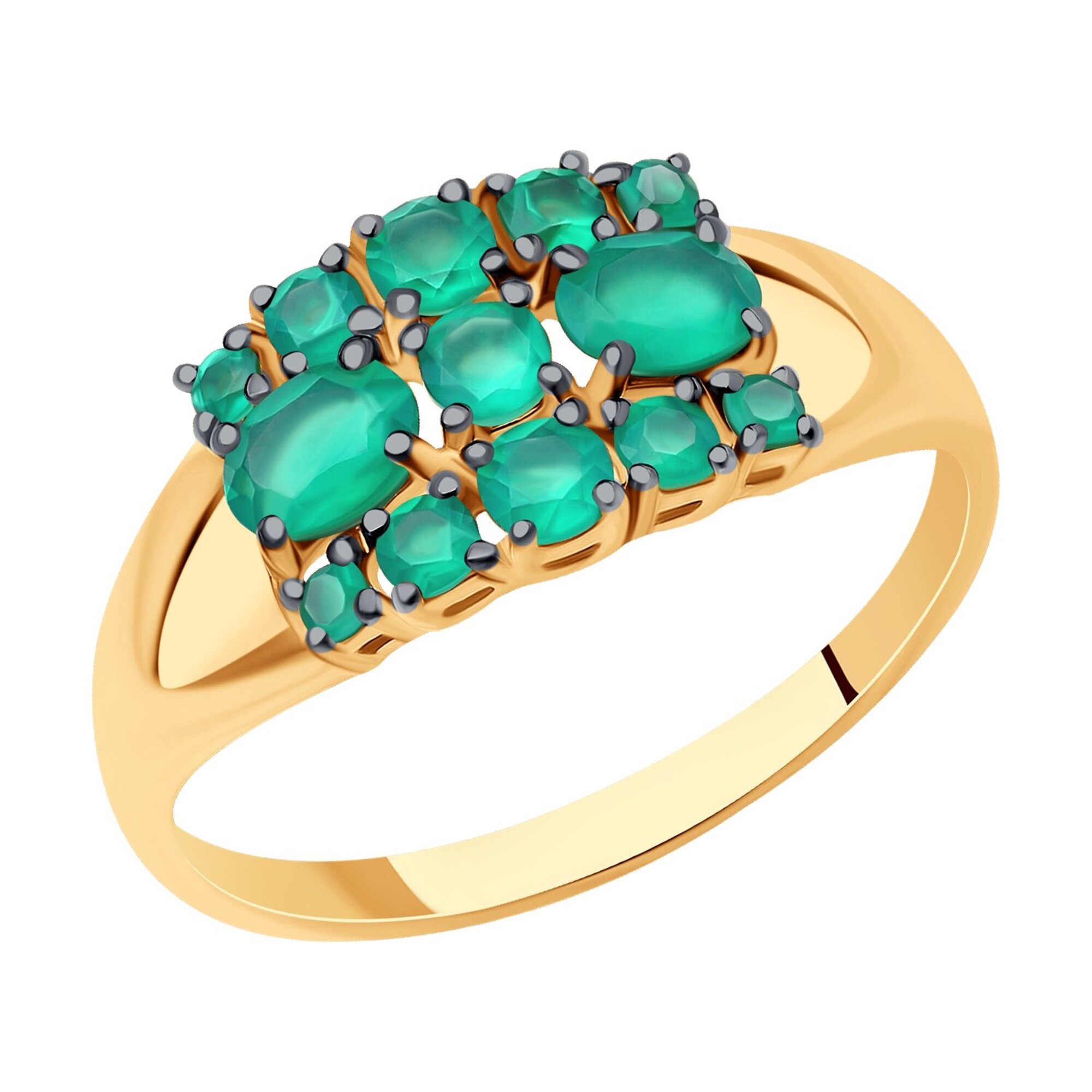 Кольцо дорожка, красное золото, 585 проба, агат