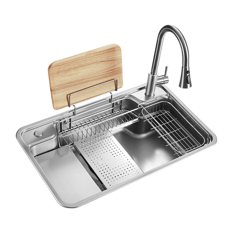 Многофункциональная кухонная мойка со смесителем Xiaomi Mensarjor Multifunctional Embossed Nano-Shell With Pull-Out Spout Faucet (KS7848NH+K23DCR-1YS6403M)