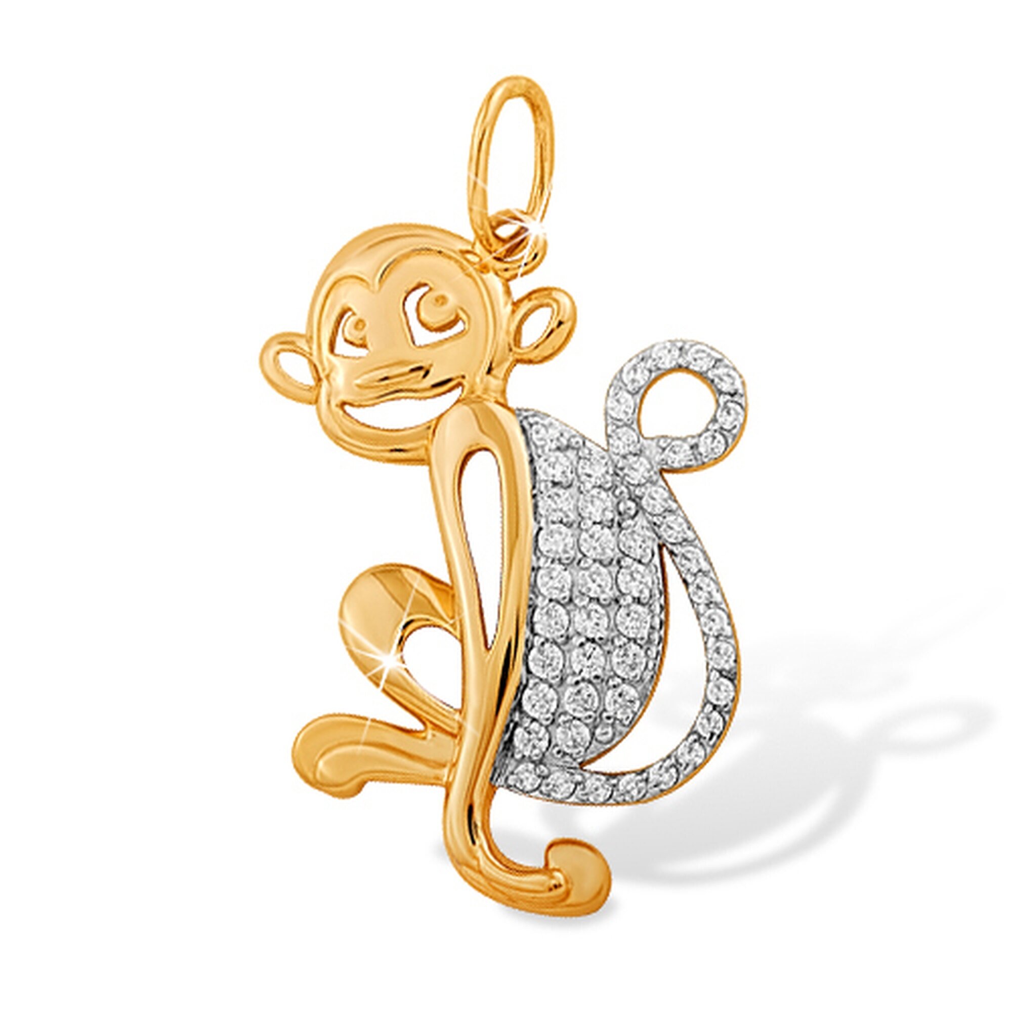 Подвеска, красное золото, 585 проба, родирование, циркон