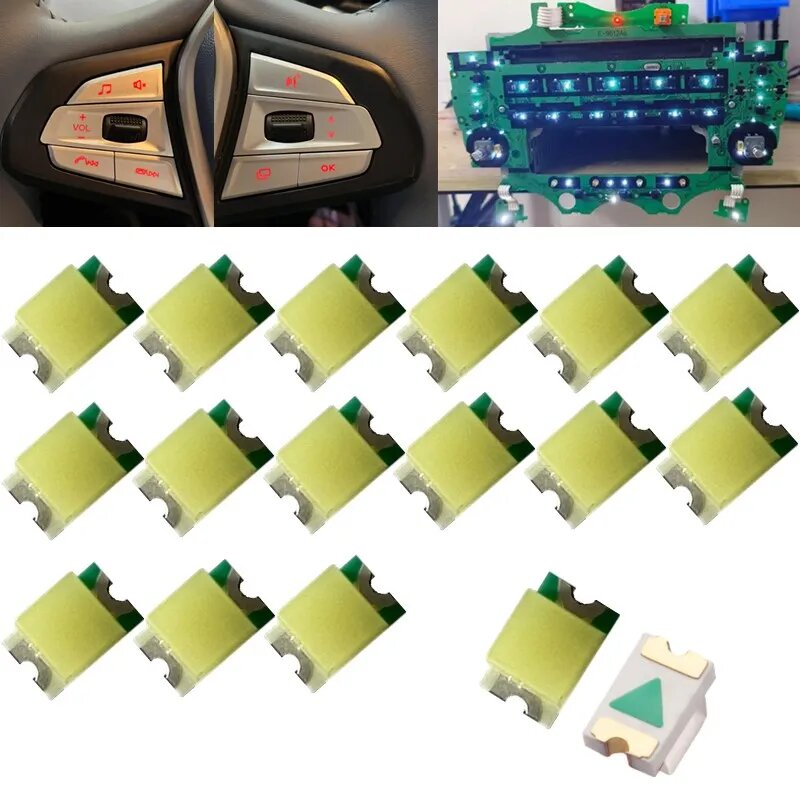 100 шт. автомобильная приборная панель, кнопка CD, 0805 SMD, светодиодные светодиоды, лампа, белый