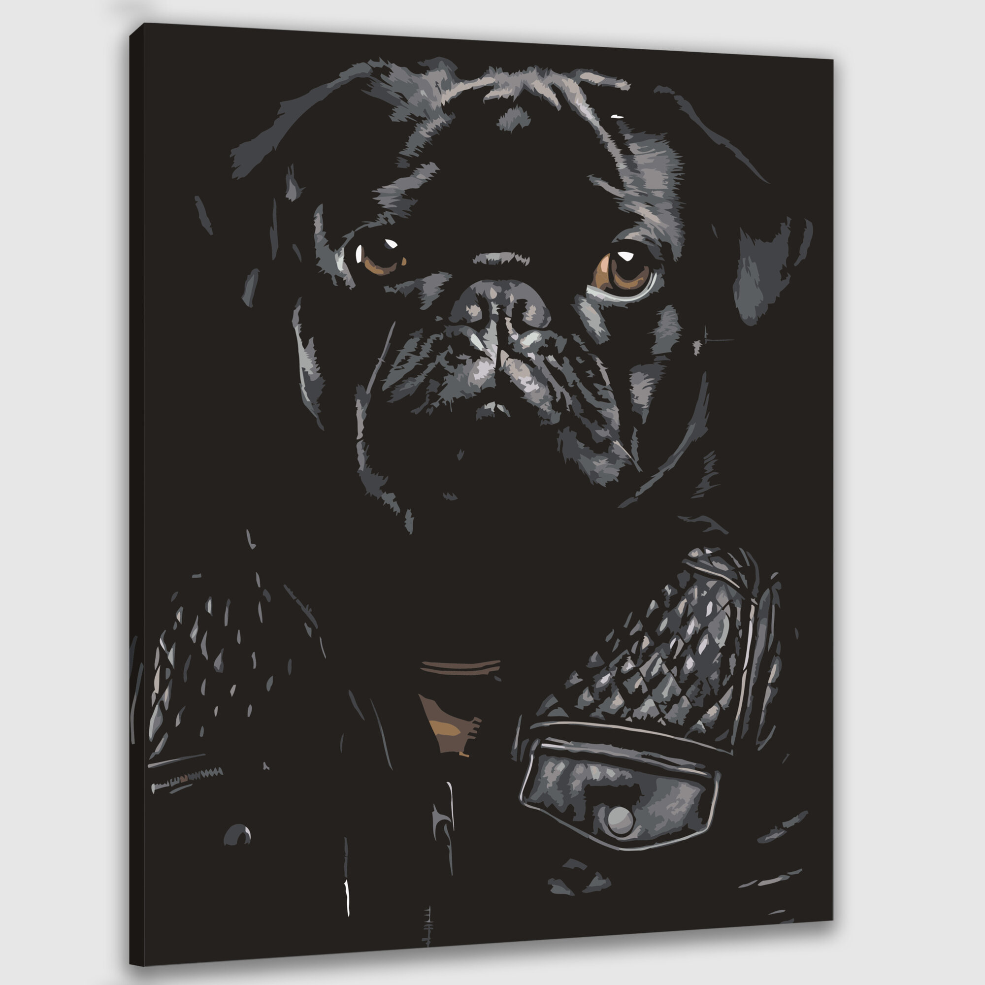 Картина по номерам 40x50 см, мопс, фотография, позы, выражения, животные, многогранность, юмор, глубина резкости, глаза