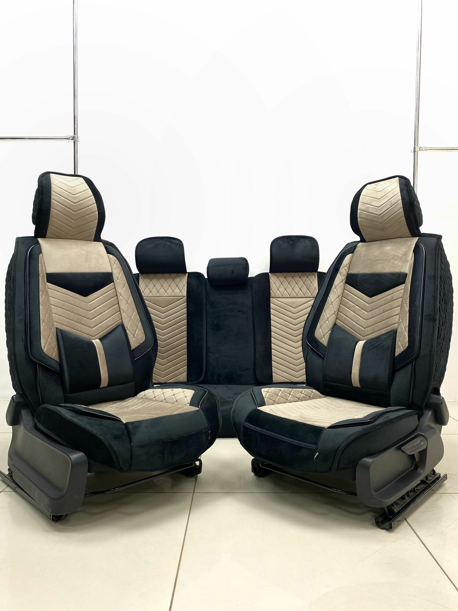 Автомобильные чехлы на сиденья из велюра с боковой поддержкой и поясничным упором, 5D VELUR