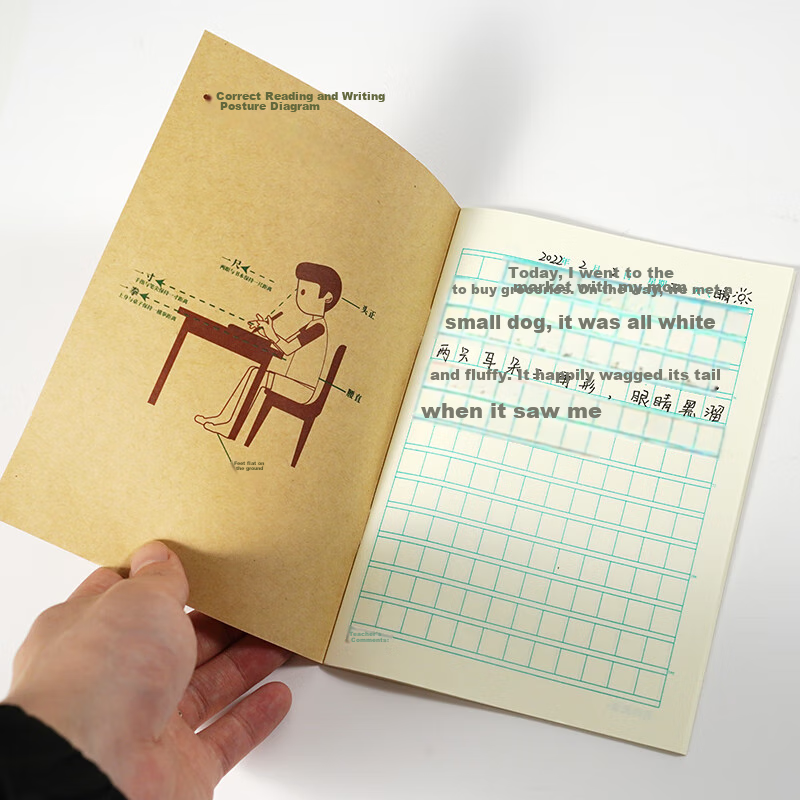 TANGO 36K Elementary School Standard Large Diary Notebook for Composition Practice, Student Handwriting Exercise Notebook Stationery for Grades 3-6 Subjects, 18 Sheets 10-Pack