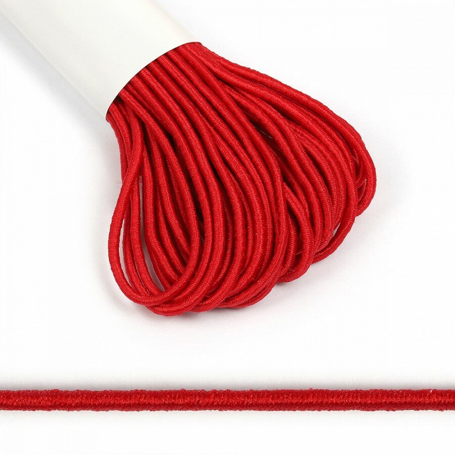 Резинка TBY шляпная (шнур круглый) цв. F148 красный 2мм рул.10м (+-0,5м)