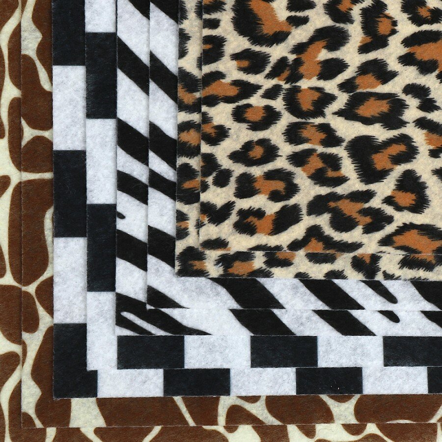 Набор листового фетра с декоративным принтом IDEAL 1мм 20х30см FLT-CPF1 уп.8 листов цв. ассорти