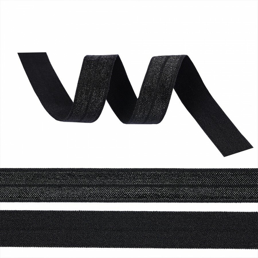 Резинка TBY бельевая (окантовочная блестящая) шир.15мм цв. F322 черный уп.50 м