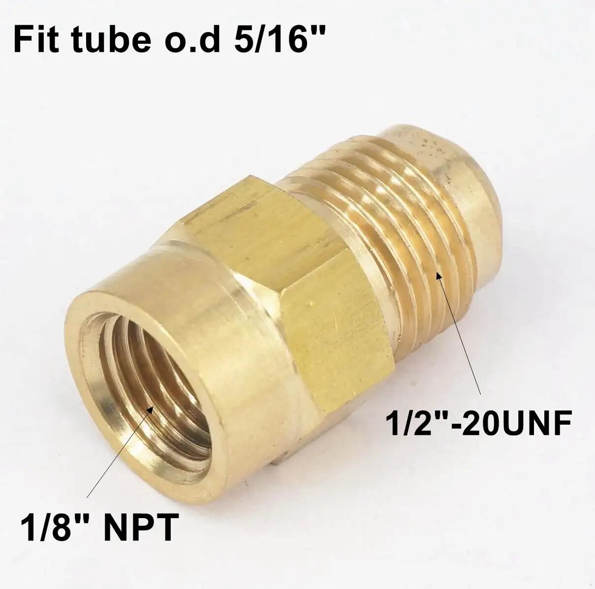 Латунный переходник 1/8" NPT - 1/2"-20UNF, 5/16"