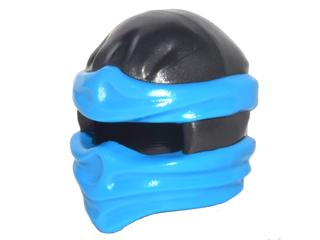 Minifigure, Headgear Ninjago Wrap Type 2 with Molded Dark Azure Wraps and Knot Pattern, 19857pb06 Pearl Dark Gray U