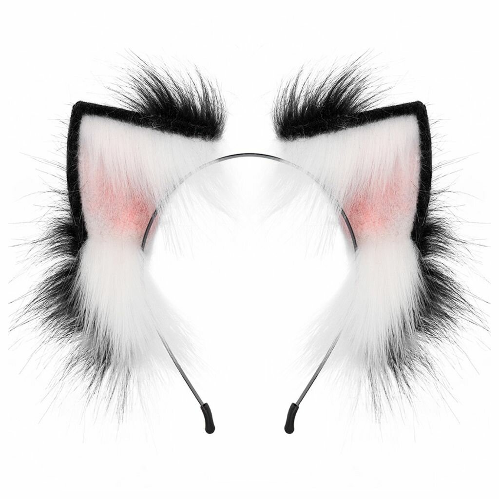 Плюшевая Повязка с Кошачьими ушками и лисой-Черный