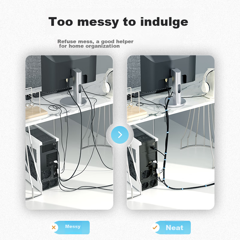 SAMZHE Velcro Cable Management 11*150mm, Computer Cable Organizer Adhesive Nylon Cable Ties, Seven-Color Set MST-05