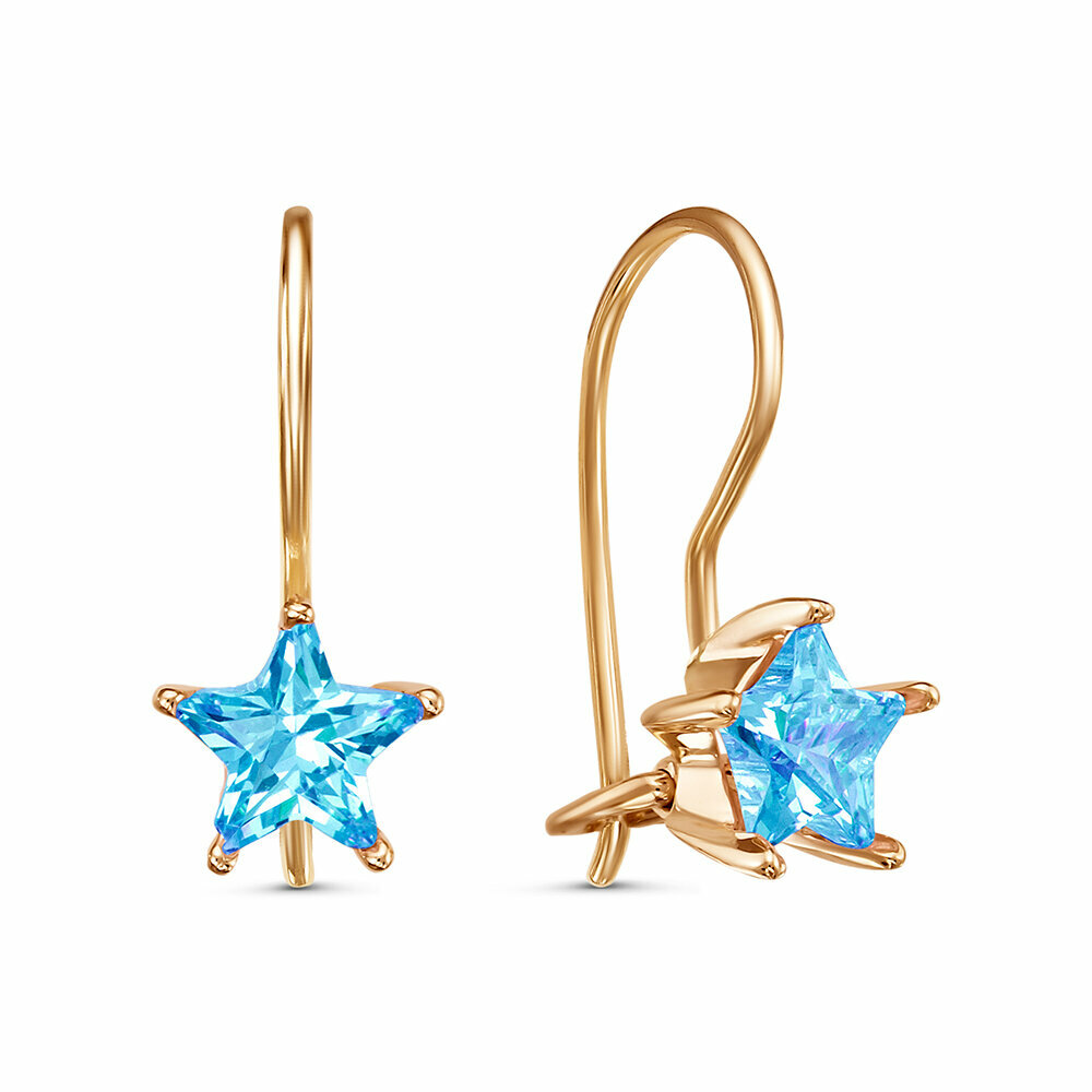 Серьги, красное золото, 585 проба, фианит