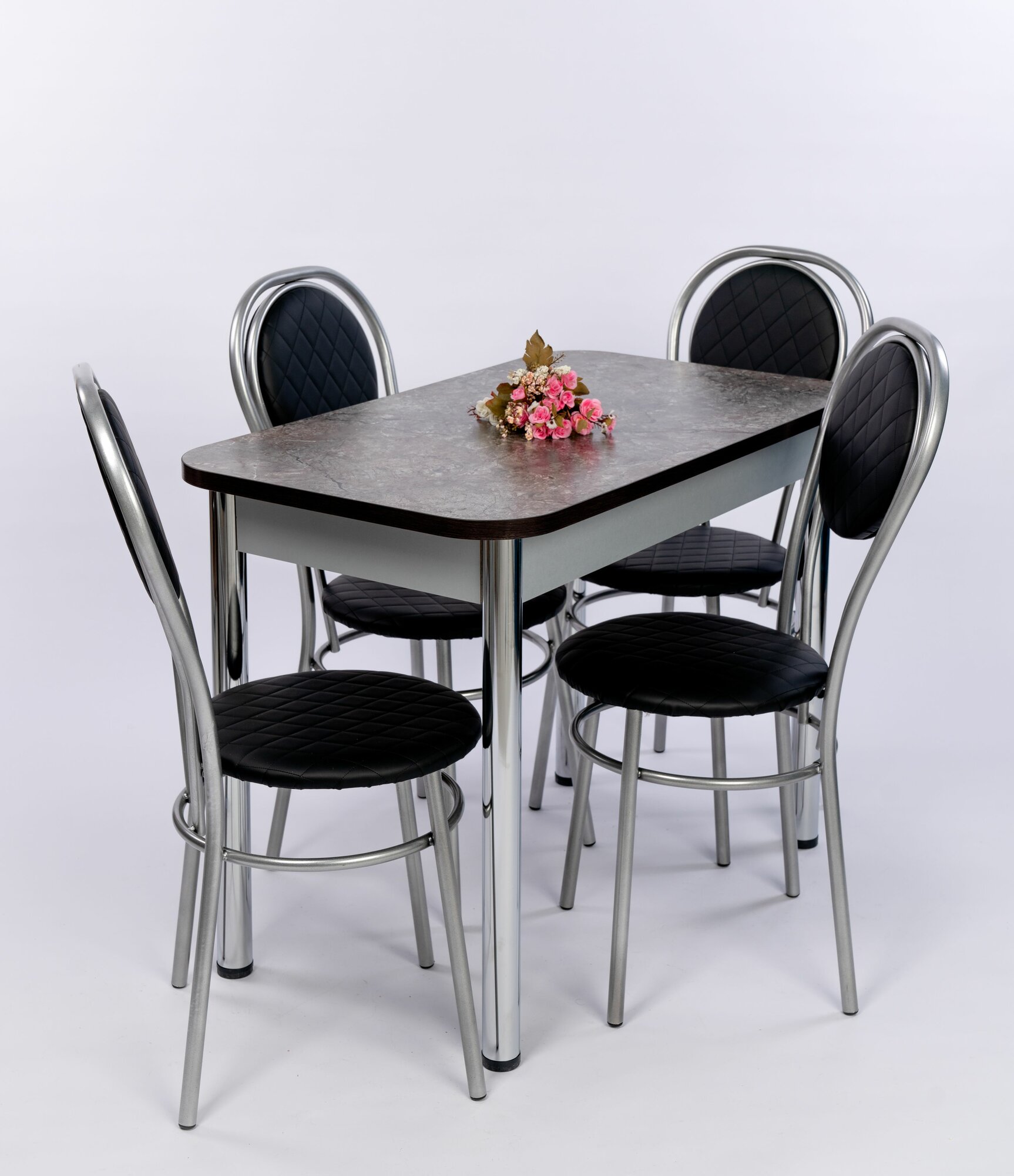 Обеденная группа ПФ/Цезарь Мрамор чёрный/Чёрный