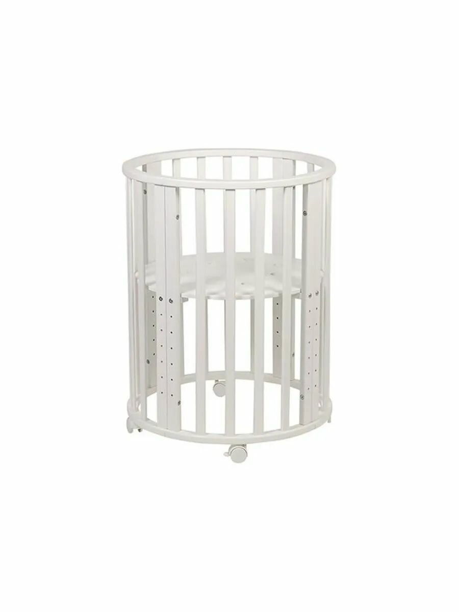 Кроватка-трансформер для новорожденных Ронни 8 в 1 60х120 см, деревянная, с основанием настил, Белый