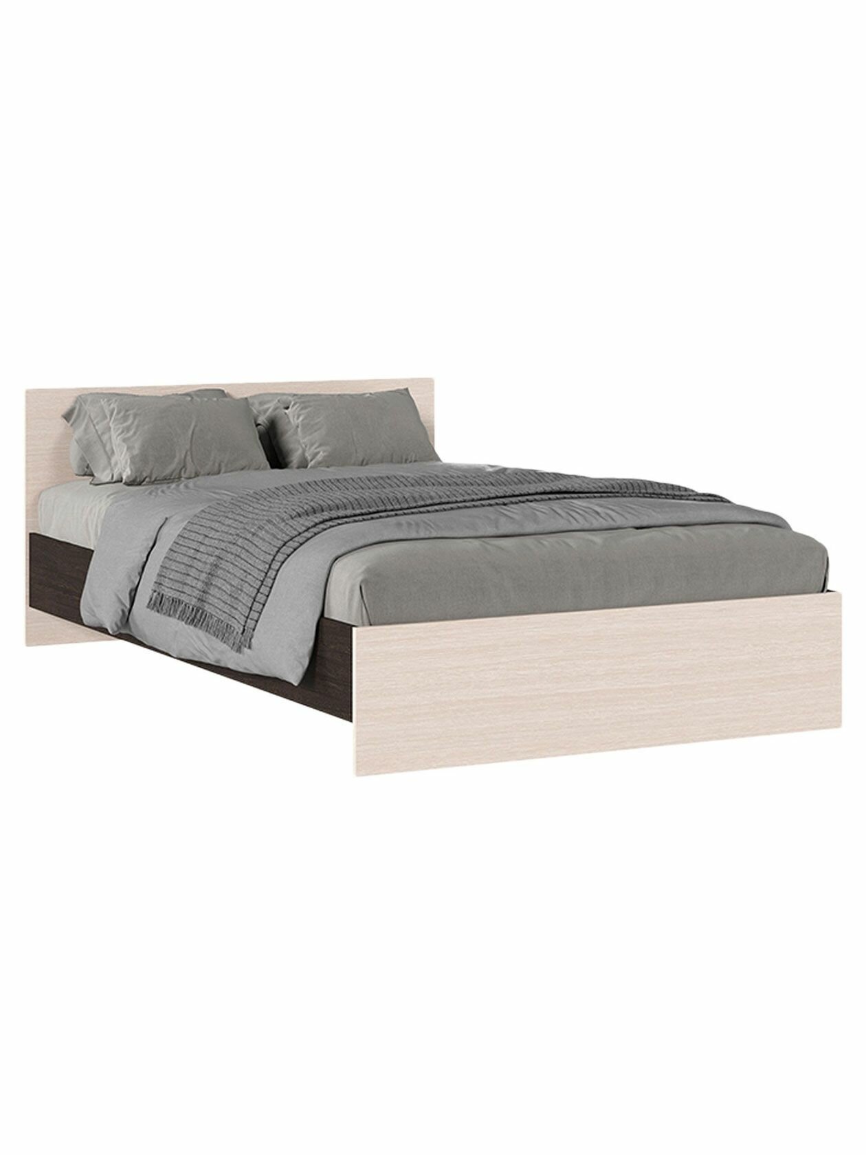 Односпальная кровать Бриз 120х200 см, деревянная, с основанием настил, Венге / Дуб Белфорт