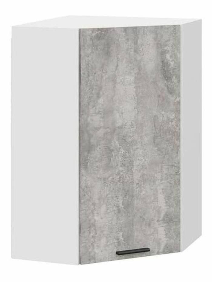Кухонный модуль навесной, угловой шкаф Урбан с полками, с доводчиками, 60х60х91.2 см, Белый / Цемент светлый