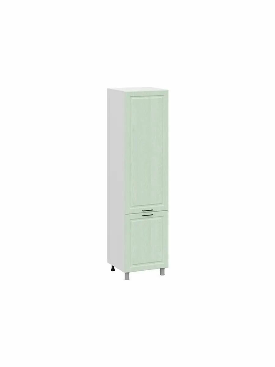 Кухонный модуль напольный, шкаф-пенал Шервуд с полками, с доводчиками, 60х56.2х233.2 см, Белый / Шато мята