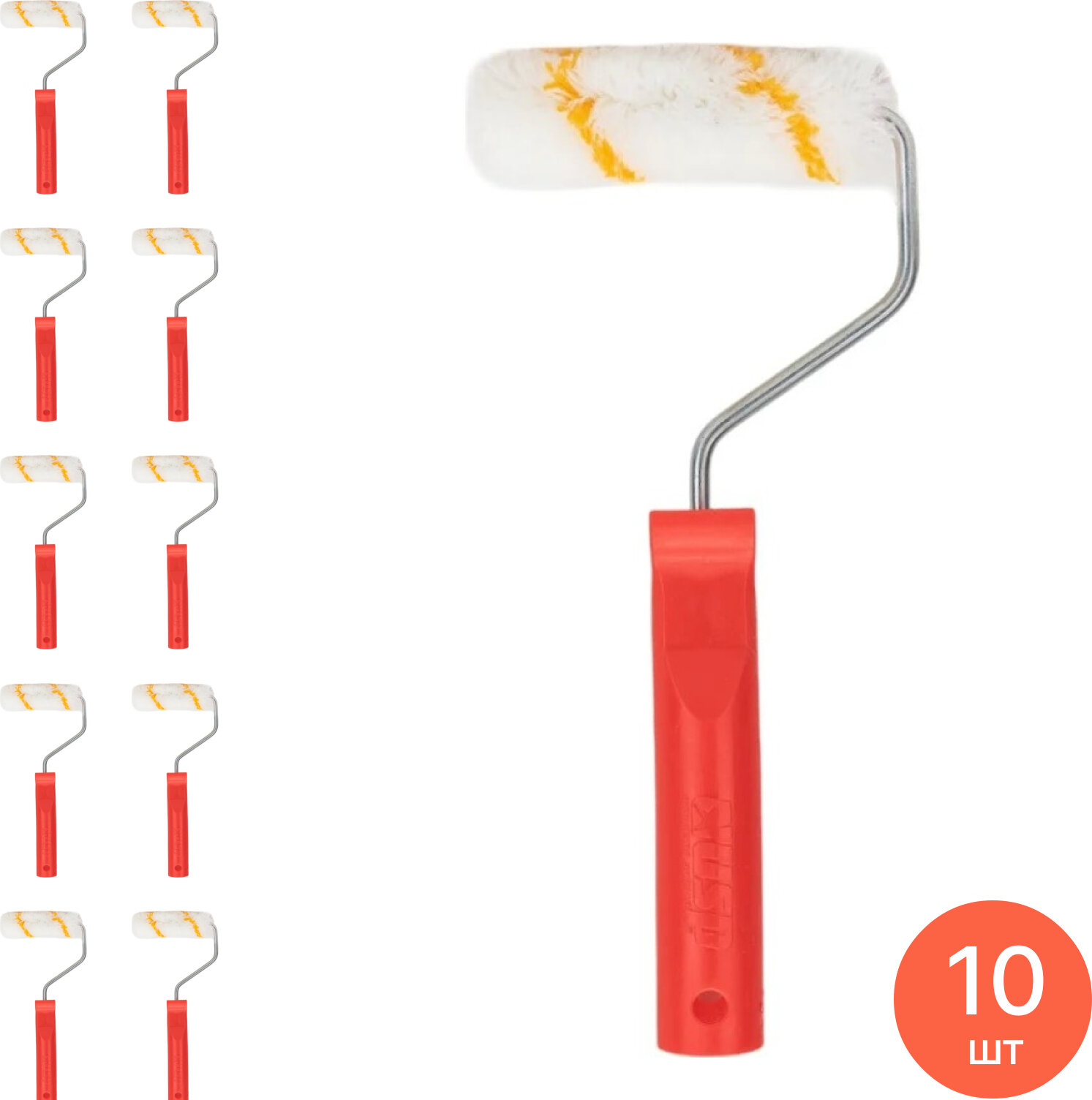 Валик малярный USP / УСП мини из полиакрила, ворс 10мм, диаметр 35мм, длина 100мм / ручной инструмент (комплект из 10 шт)