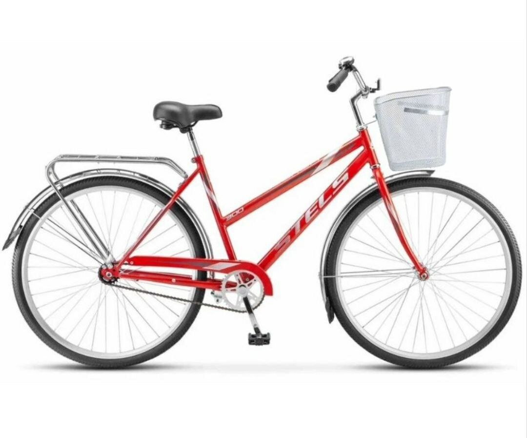 Велосипед 28" STELS Legenda 300 С рама 19", красный, на рост 165-195см, городской классический дорожный, мужской женский корзина И насос в комплекте