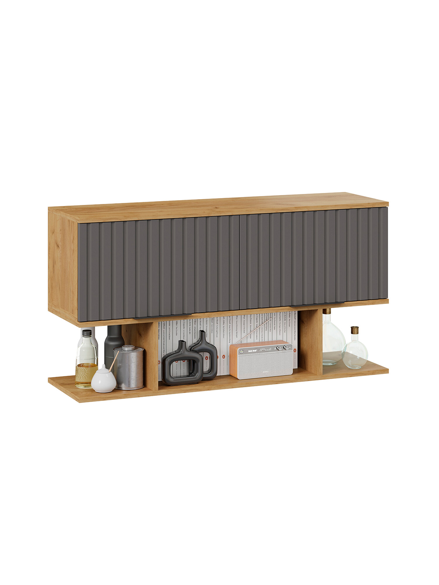 Хилтон Шкаф настенный с полкой (1100) Дуб Крафт золотой/Графит матовый