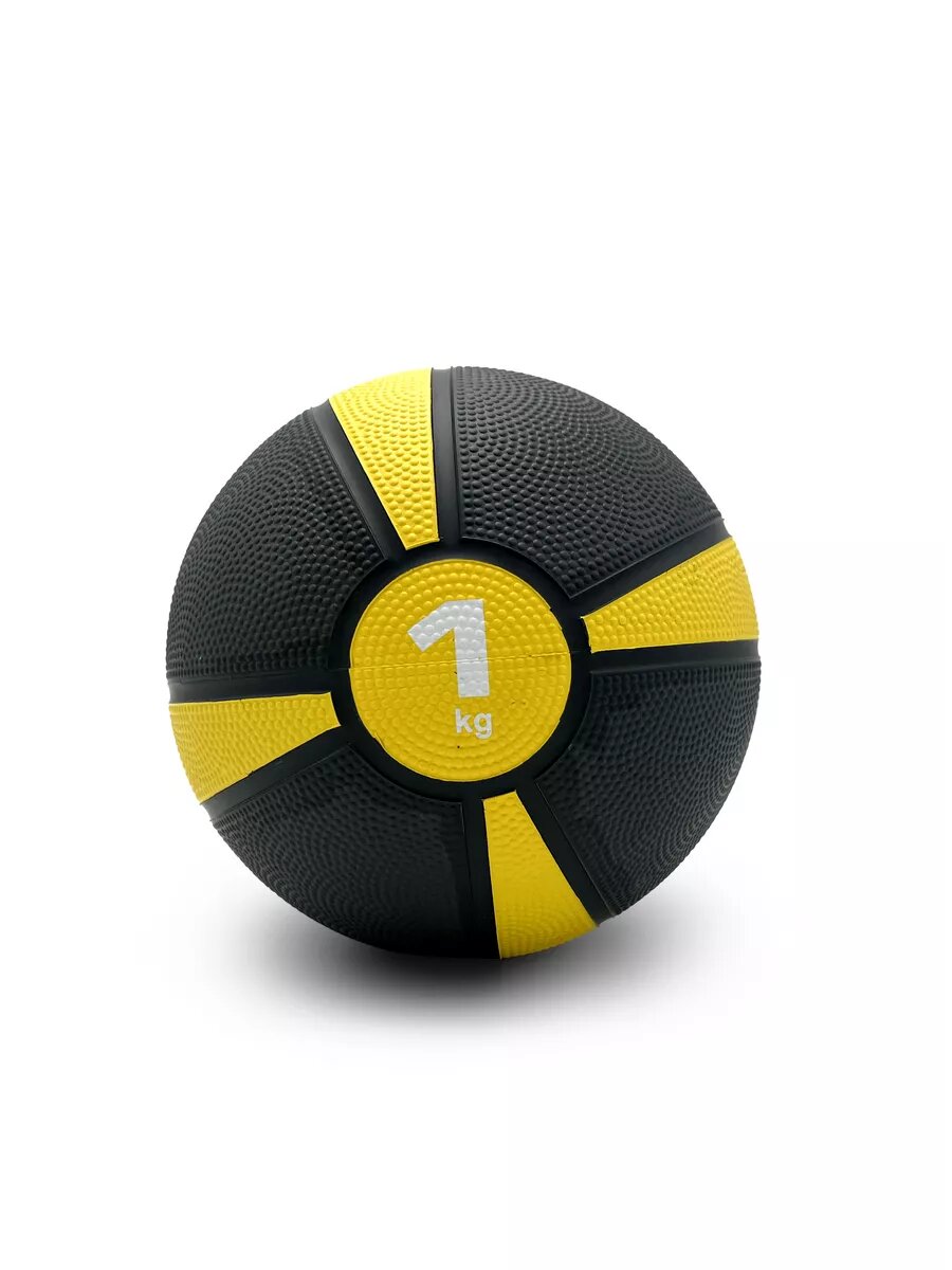 Медбол UNIX Fit PRO 1 кг для рук, утяжеленный мяч для фитнеса и кроссфита, медицинбол, желтый