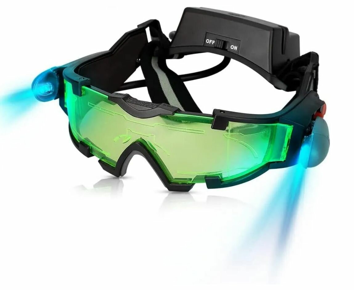 Детские очки ночного видения, регулируемые очки ночного видения Spy Gear с откидывающейся подсветкой Зеленая линза