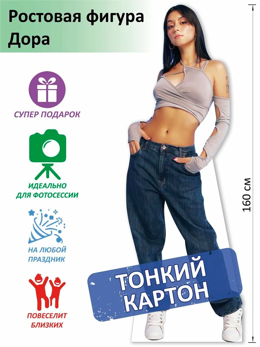 Дора 3 Ростовая фигура, Тонкий картон, (Print100.ru), 160см, с опорой