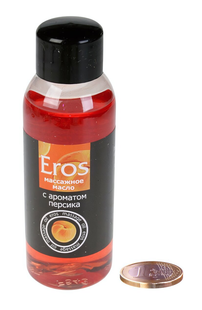 Масло для парного массажа 'Eros' с ароматом персика, 50 мл, прозрачное, гипоаллергенное