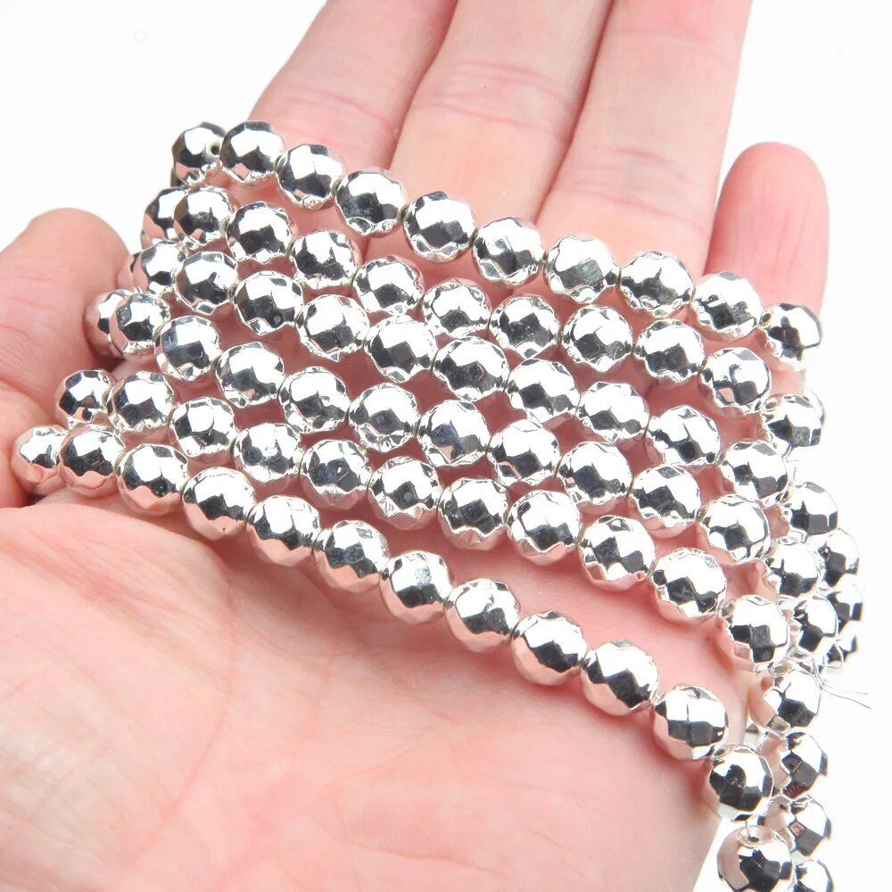 Бусины из гематита с покрытием из серебра QTOUYE 2/3/4/6/8 мм 8mm about 50PCS